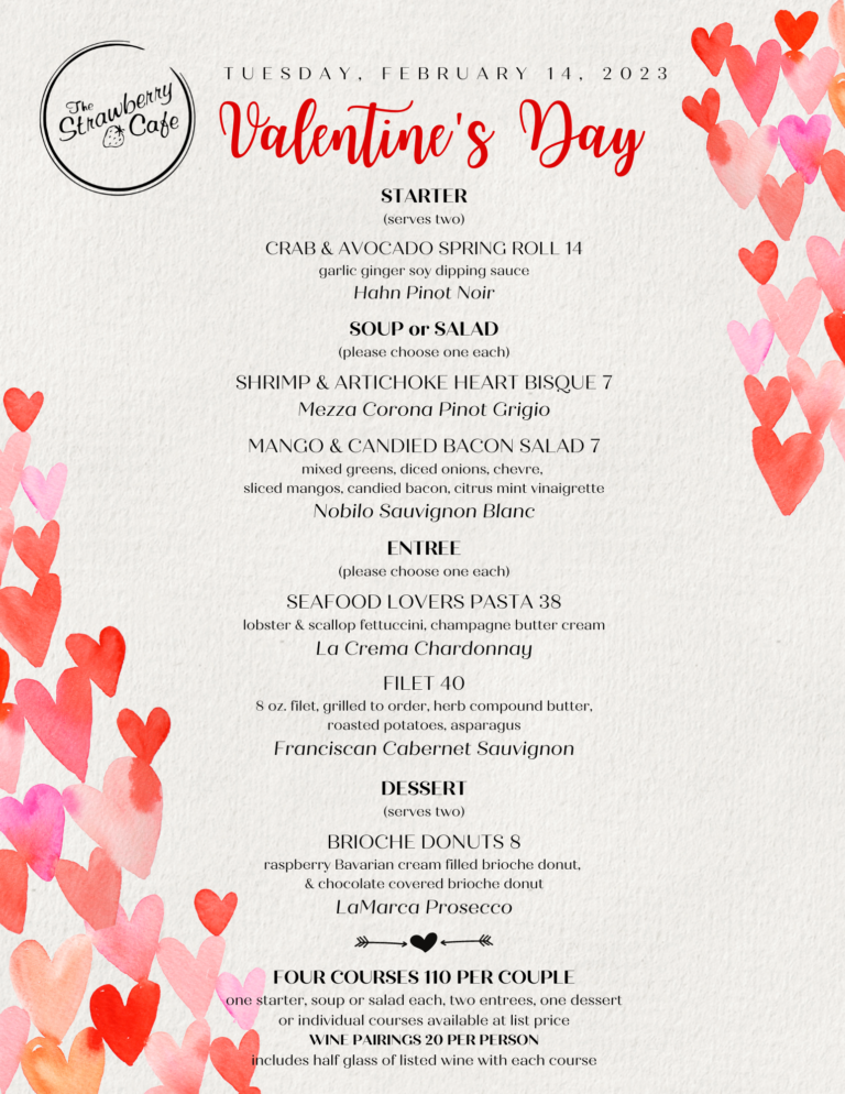 2023 Strawberry Valentines Day (Menu) | The Strawberry Cafe